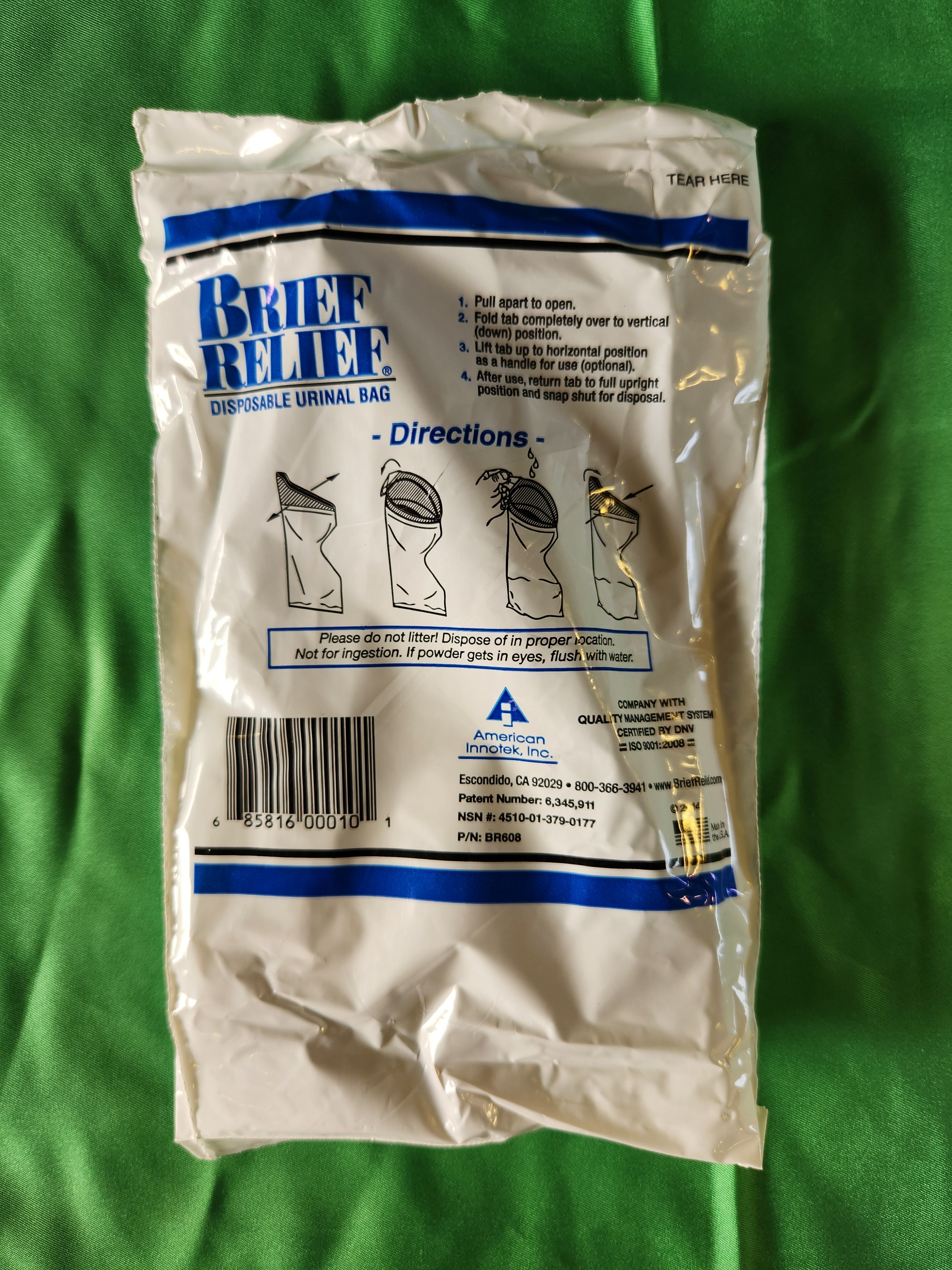 Brief Relief BR608 Brief Relief Disposable Urinal Bag Kit (Pack of 10 ...