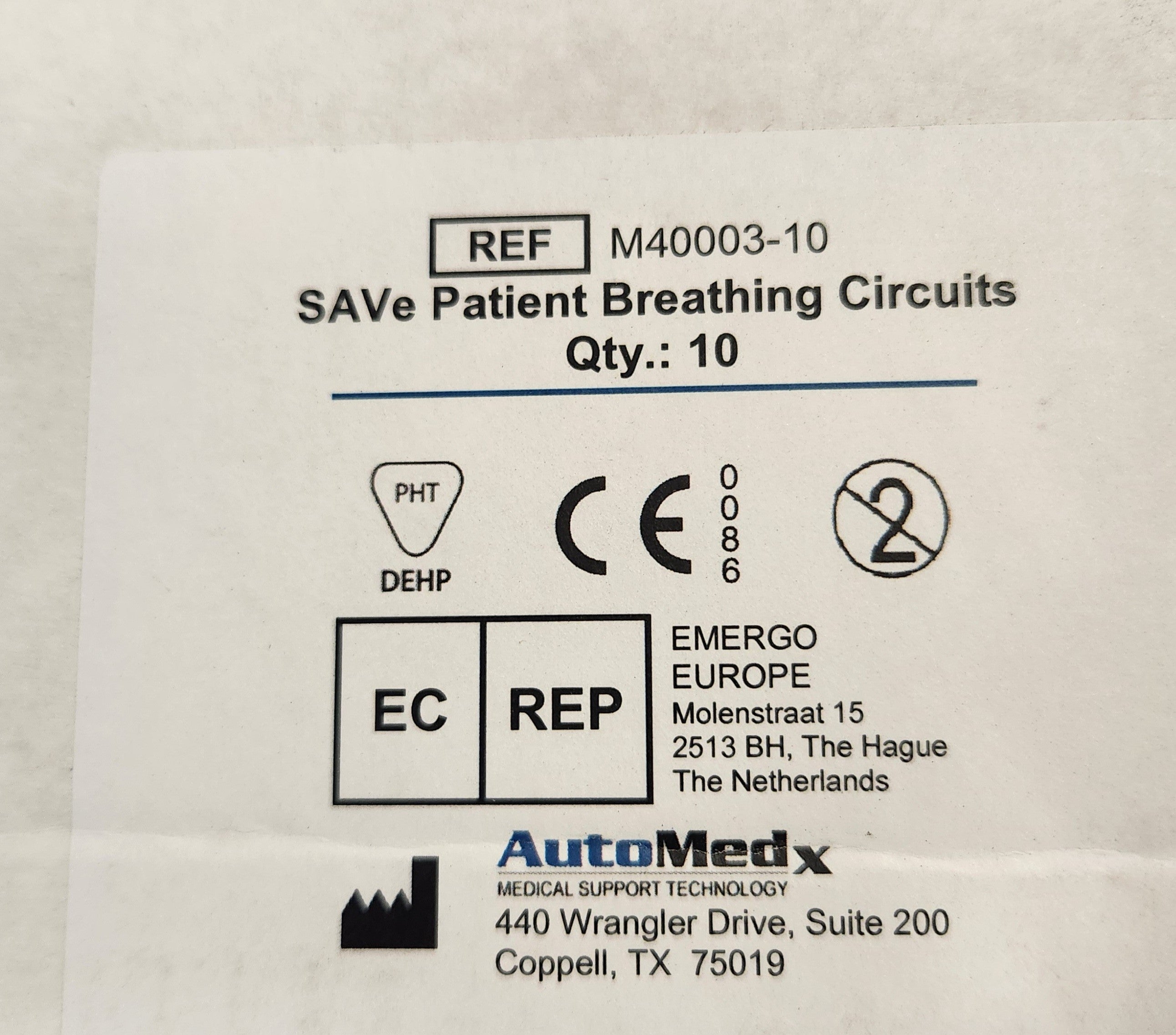 AutoMedx SAVe Patient Breathing Circuit REF M40003 (10 per box) – USA ...