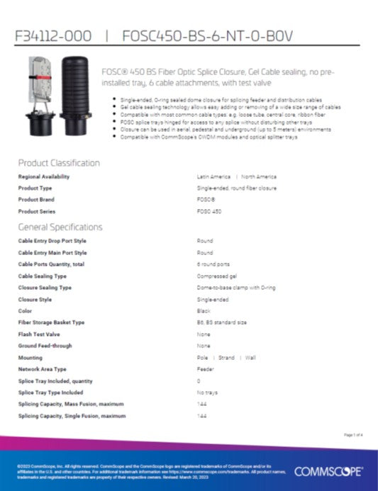 CommScope F34112-000 - FOSC-450 BS Gel Fiber Optic Splice Closure – USA ...