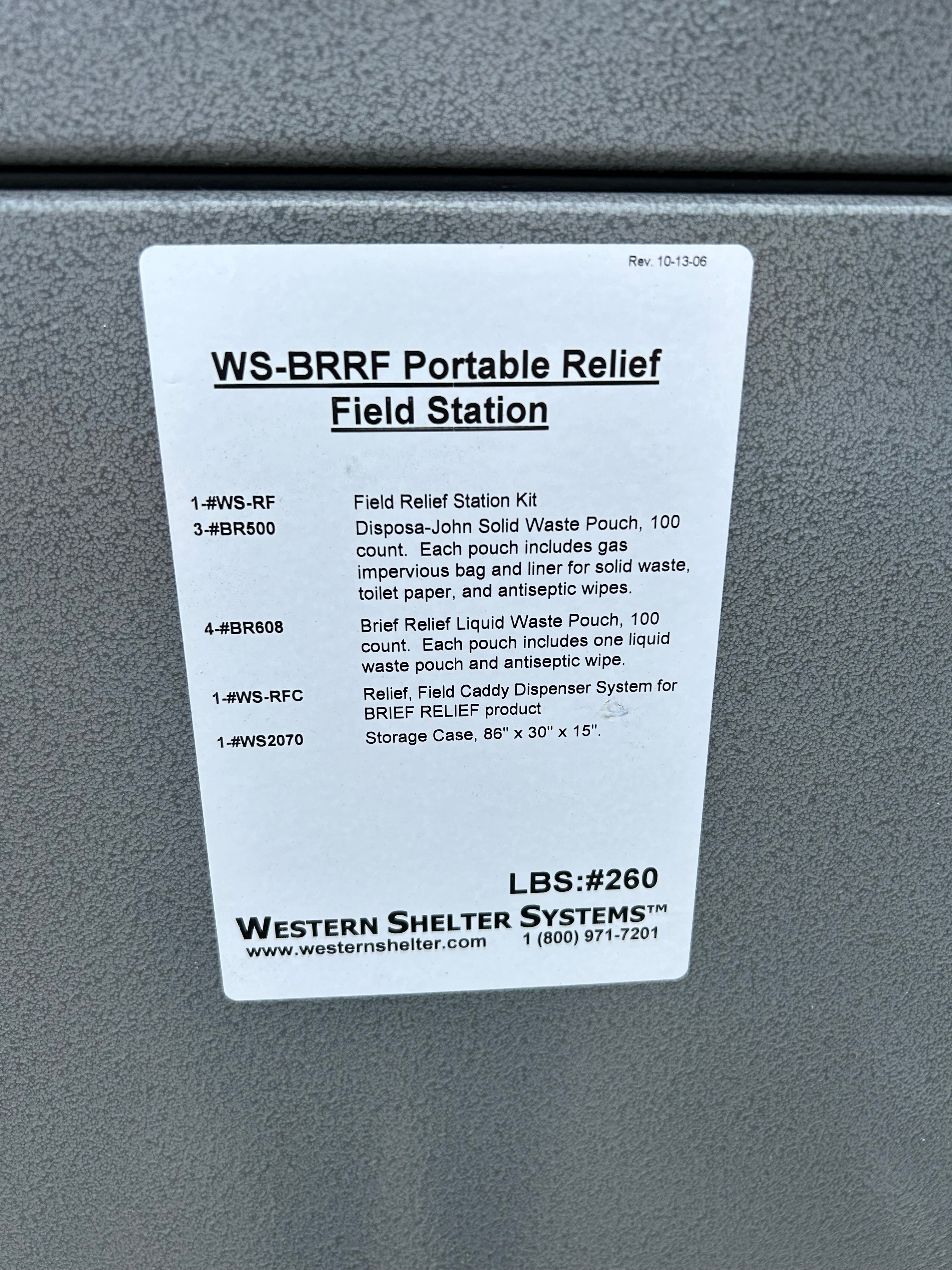 WS-BRRF Portable Relief Field Station - Unused (needs location) – USA ...