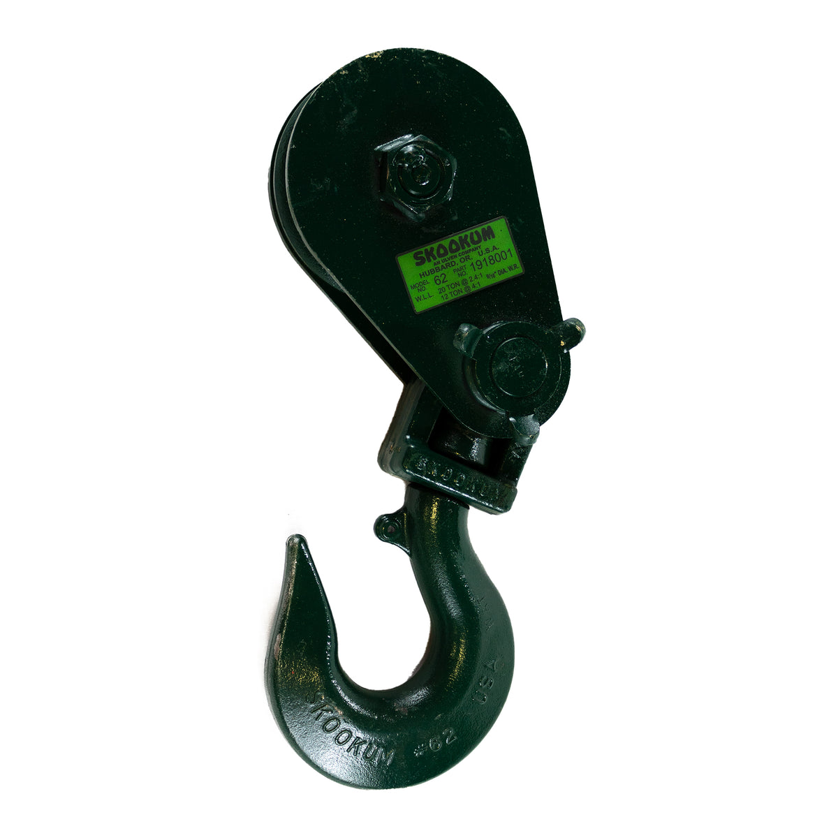 Skookum Snatch Block/Tackle Model 62-1918001 20/12-Ton Capacity